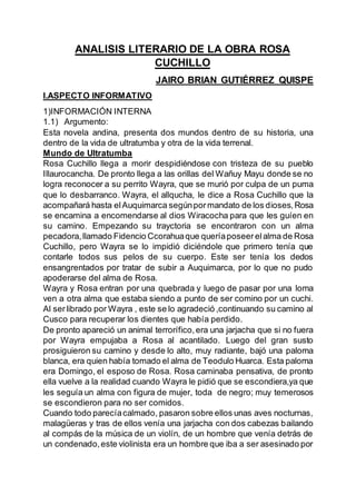 Analisis literario de la obra Rosa cuchillo | DOCX