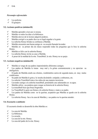 Analisis literario de matilda | DOC
