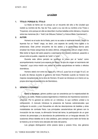 Analisis literario obra iliada de homero JCNET | PDF