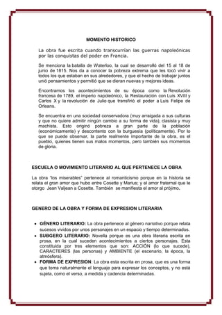 Analisis literario 'los miserables' | DOCX