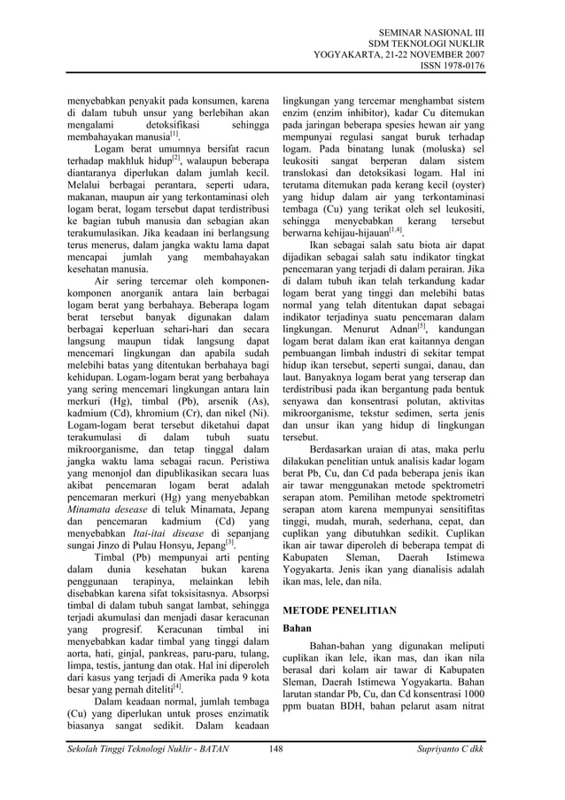 Analisis logam berat pada ikan air tawar | PDF