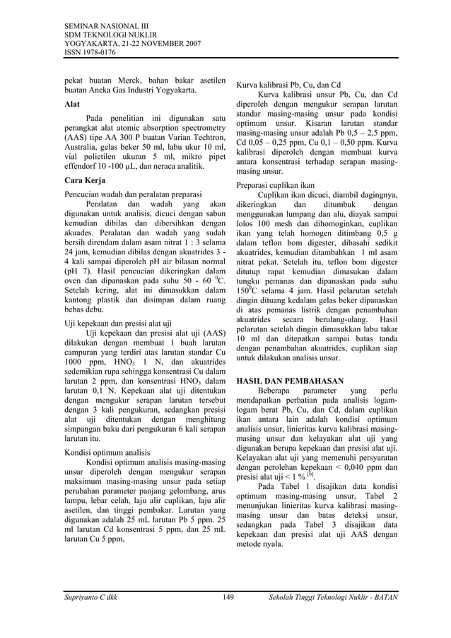 Analisis logam berat pada ikan air tawar | PDF