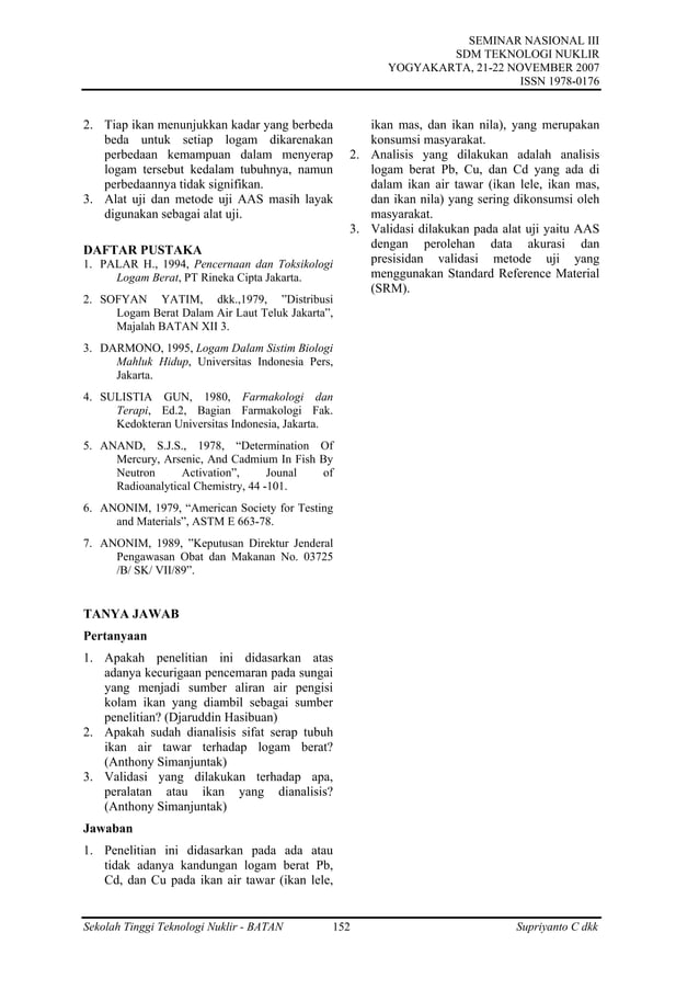 Analisis logam berat pada ikan air tawar | PDF