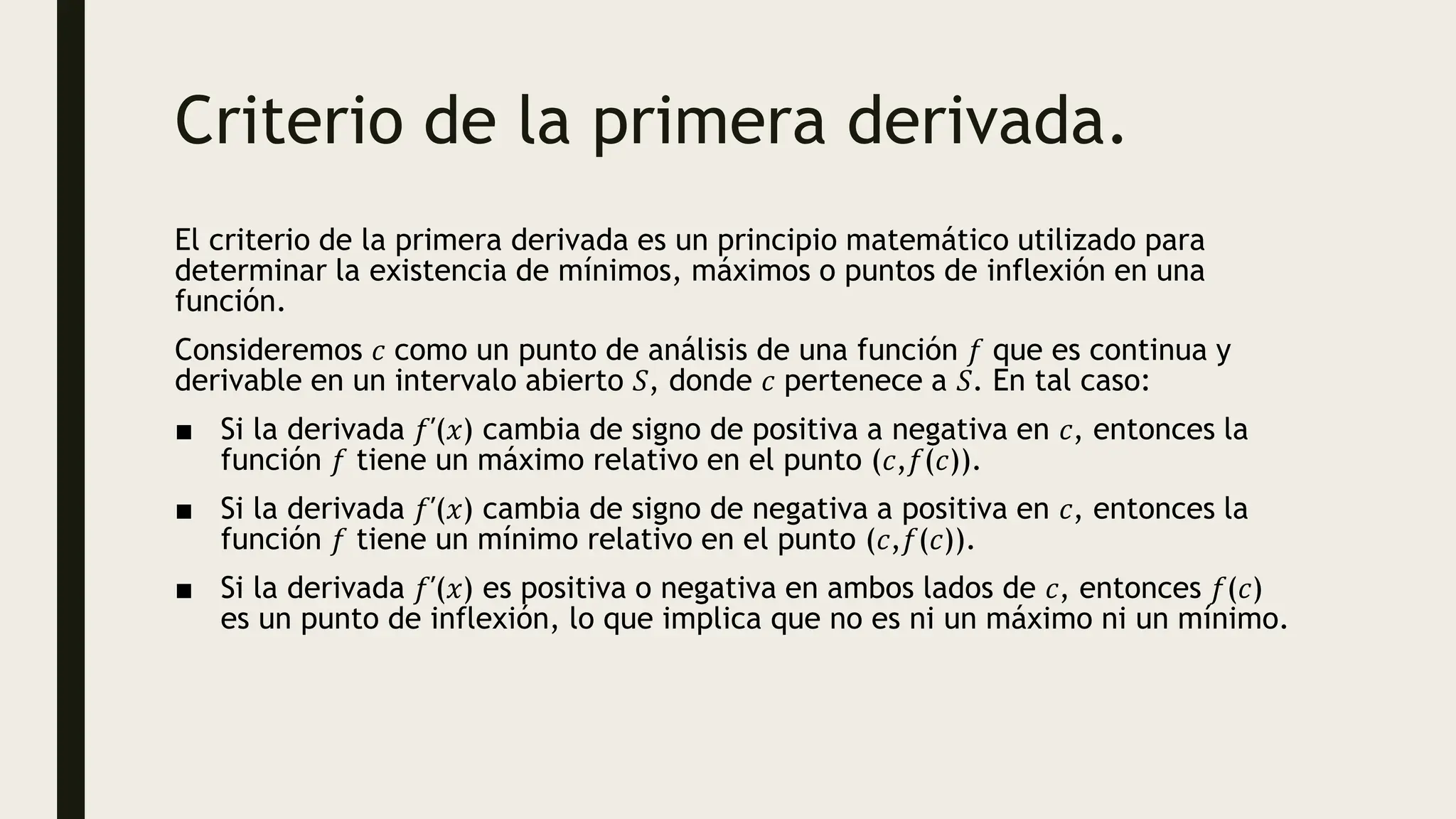 Criterios de la primera y segunda derivada | PPTX