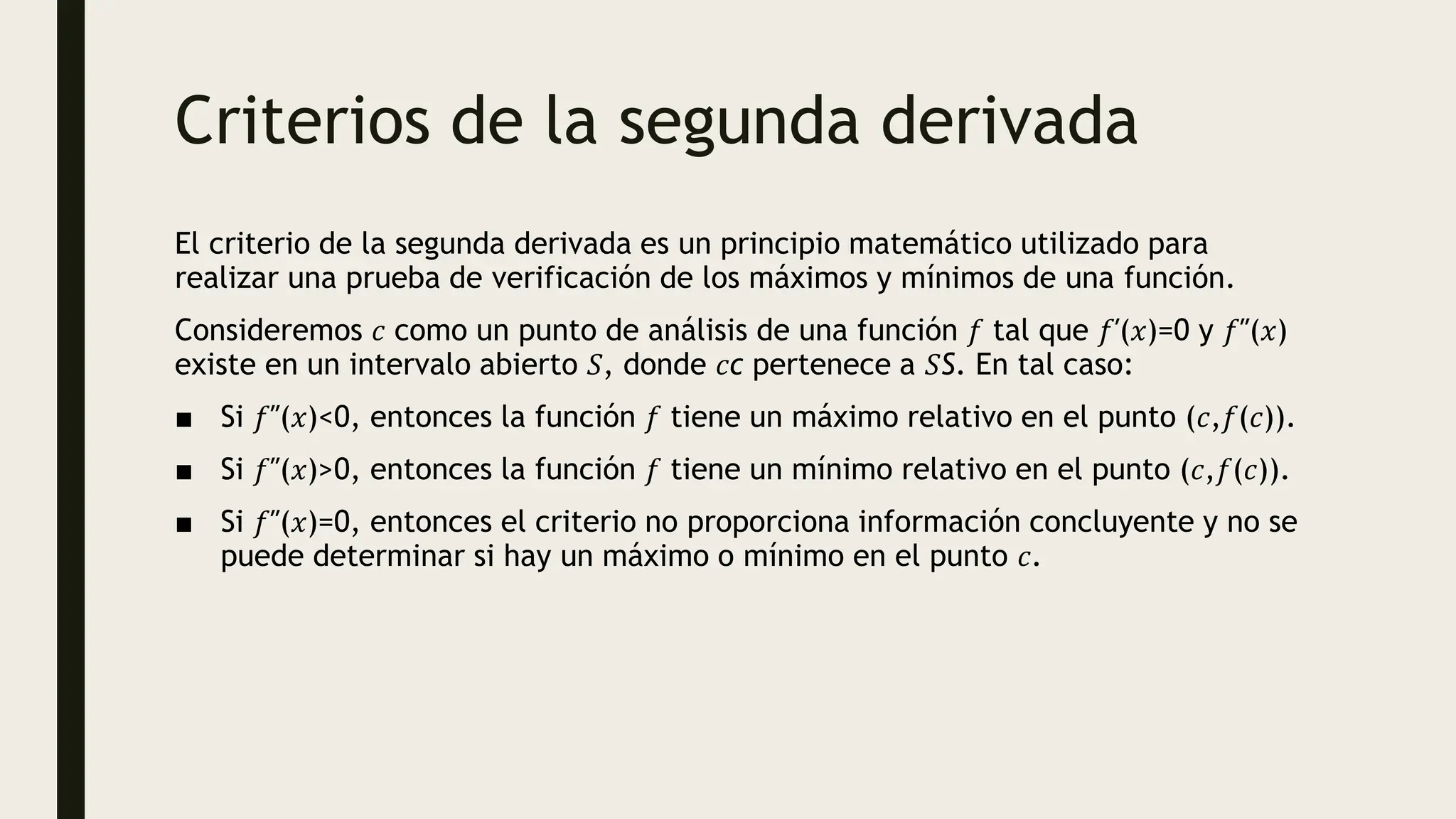 Criterios de la primera y segunda derivada | PPTX