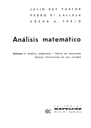 Analisis matematico vol 1 rey pastor | PDF