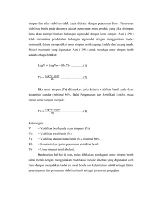 Analisis matematis pendugaan umur simpan benih cabai merah (capsicum ...