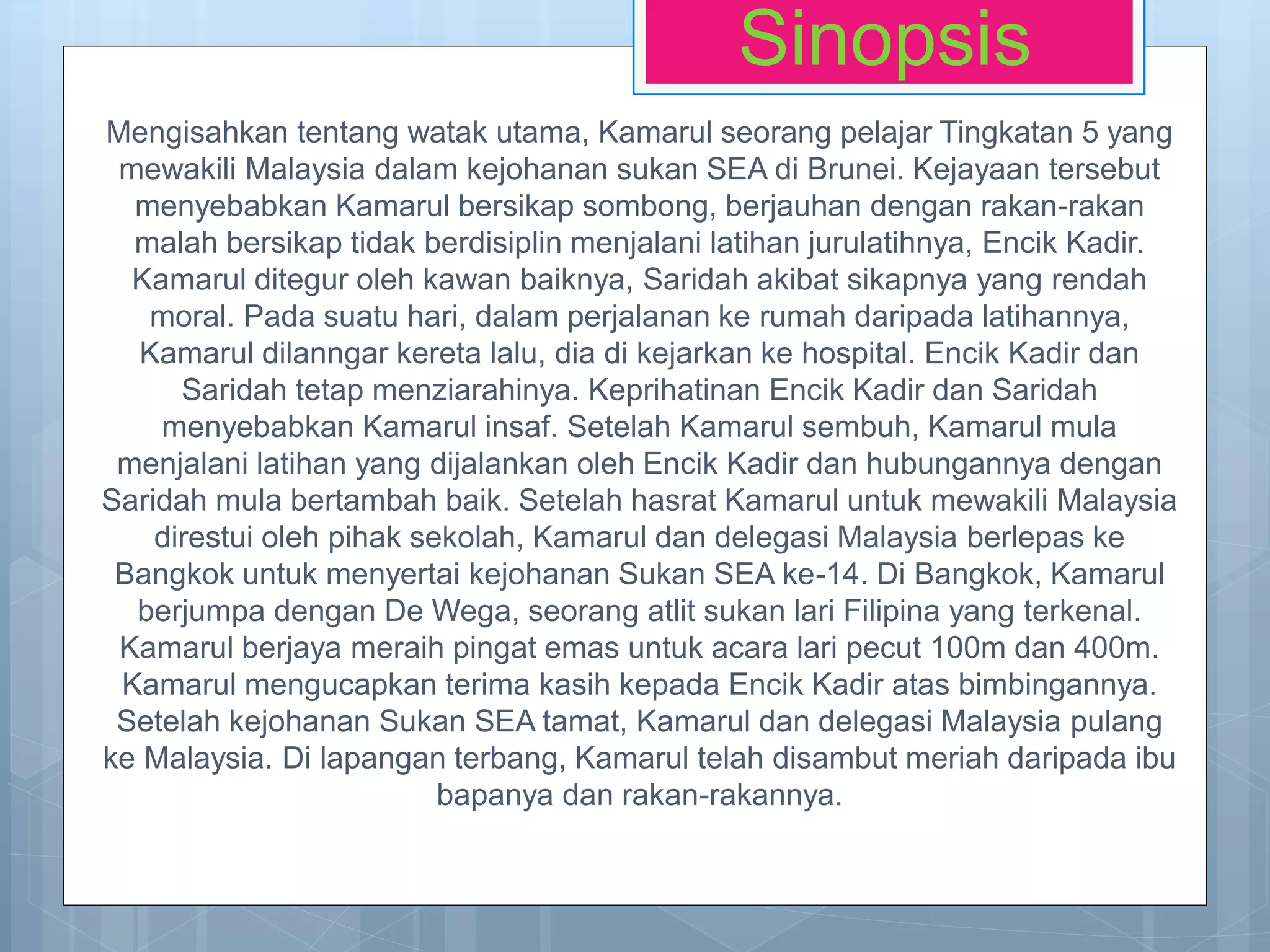 Analisis Novel Pelari Muda Karya Ghazali Ngah Azia | PPTX