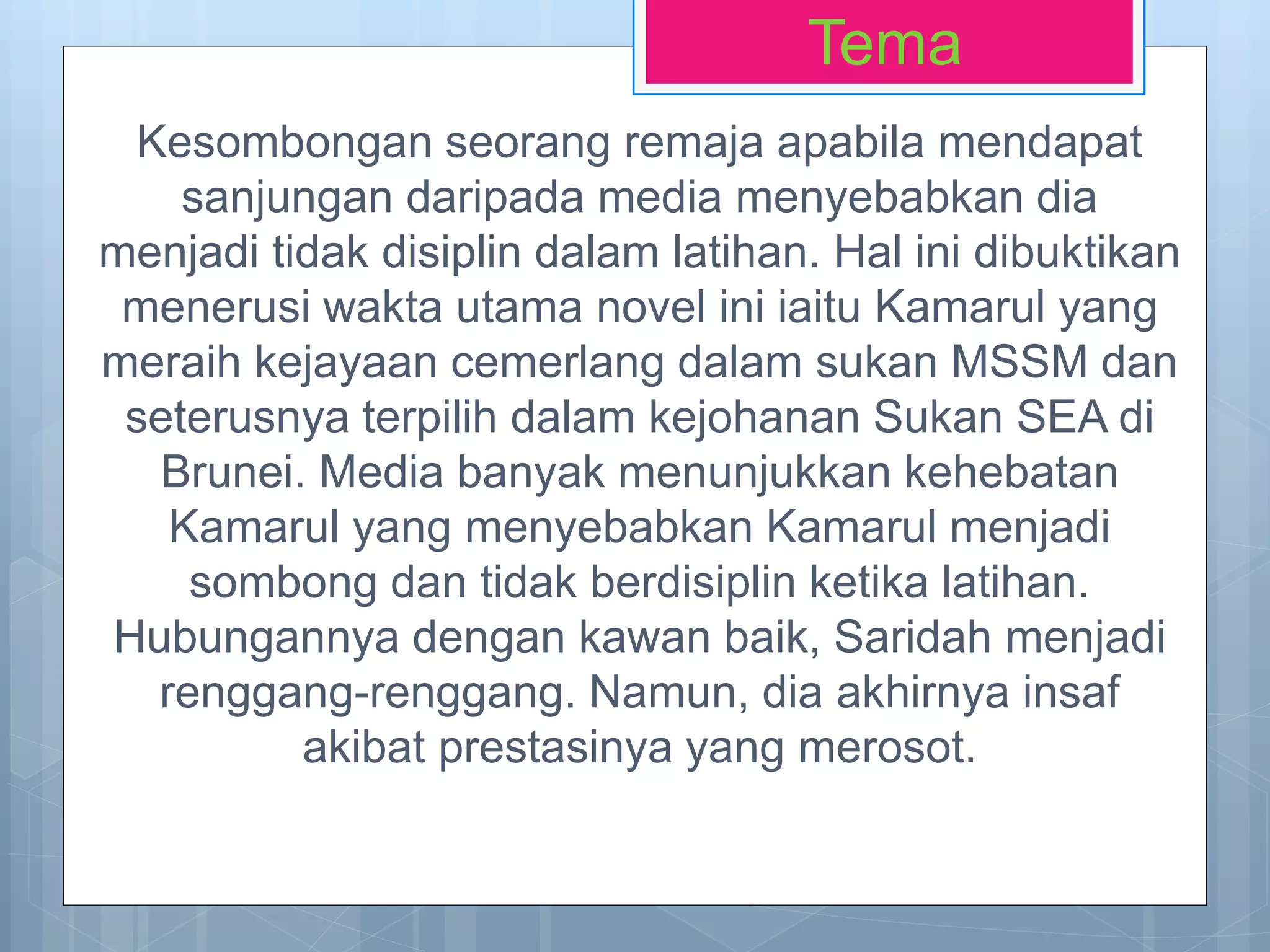 Analisis Novel Pelari Muda Karya Ghazali Ngah Azia | PPTX