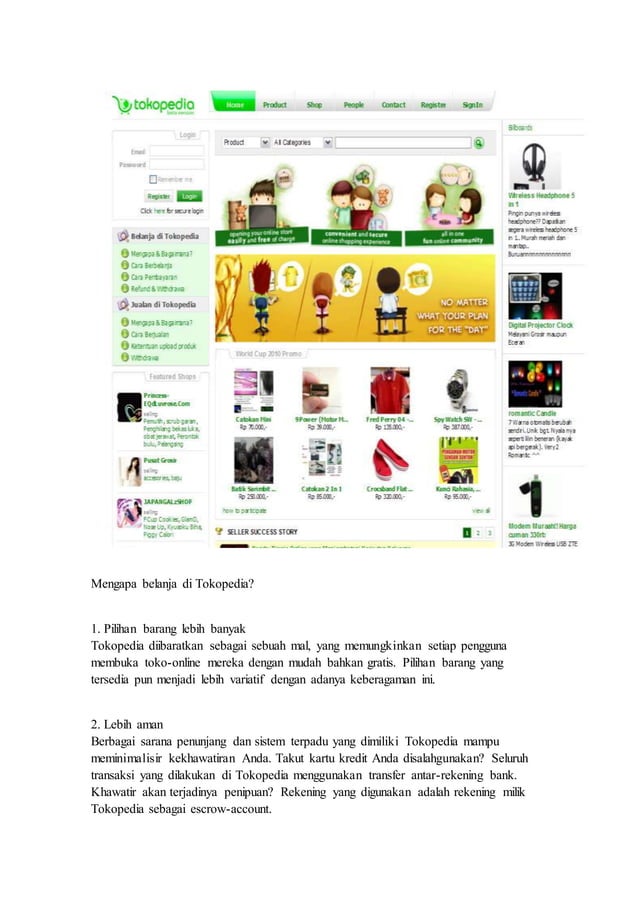 Analisis pada e-commerce dan website Tokopedia.com