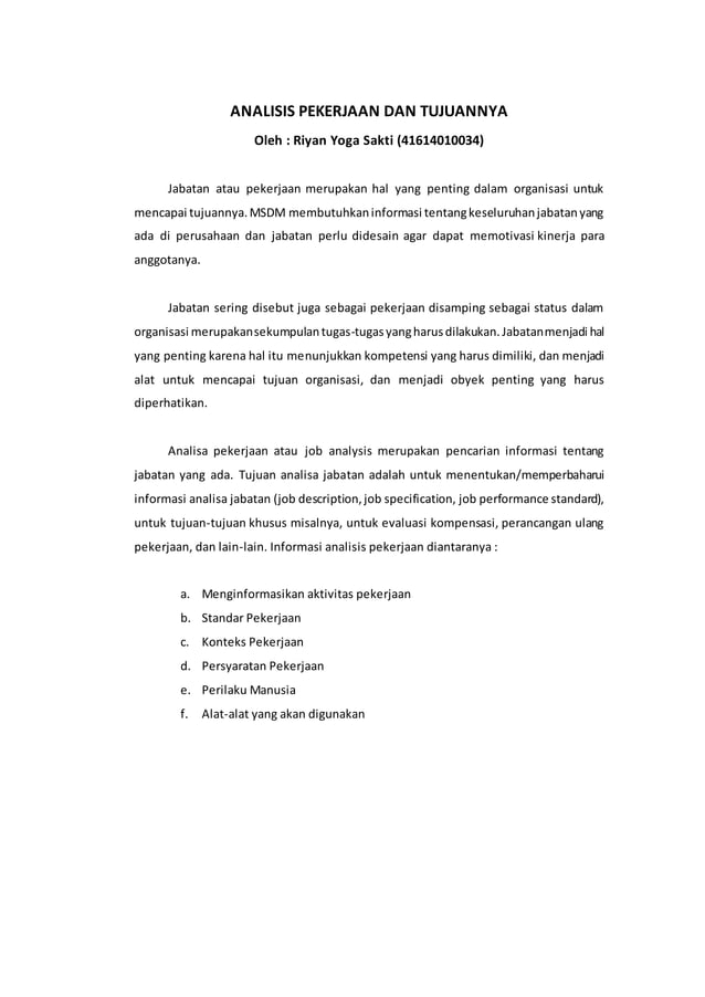 Analisis pekerjaan | DOCX