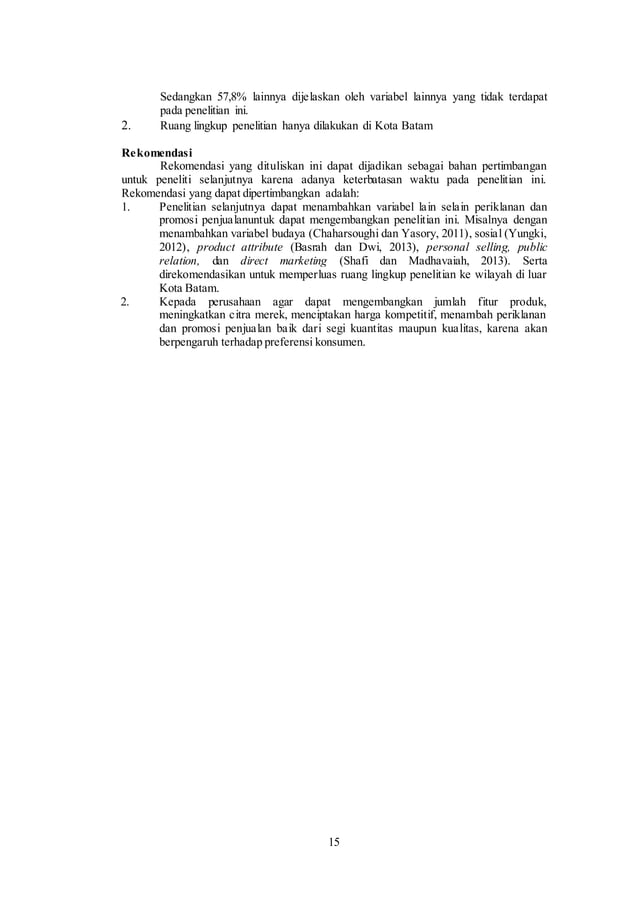 AnalisisPengaruh Fitur Produk , Citra Merek, Harga ,Periklanan,dan Promosi Penjualan, Terhadap ...