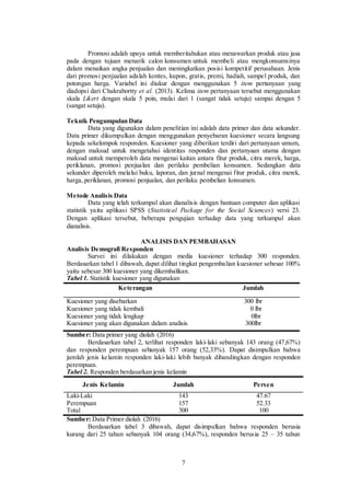 AnalisisPengaruh Fitur Produk , Citra Merek, Harga ,Periklanan,dan Promosi Penjualan, Terhadap ...