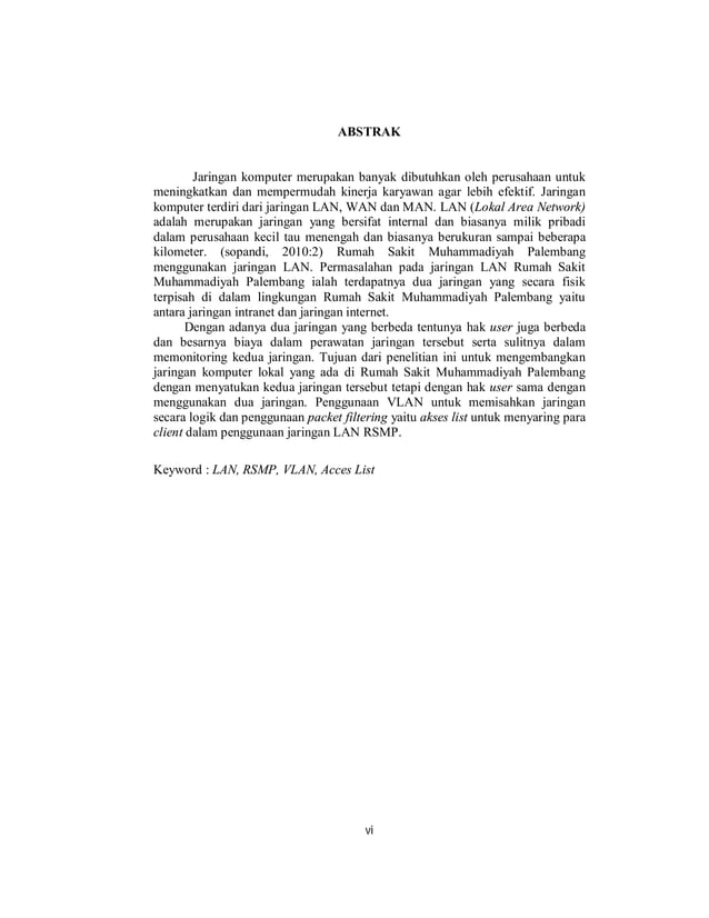 Analisis pengembangan jaringan komputer lokal pada rumah sakit muhammadiyah palembang | PDF