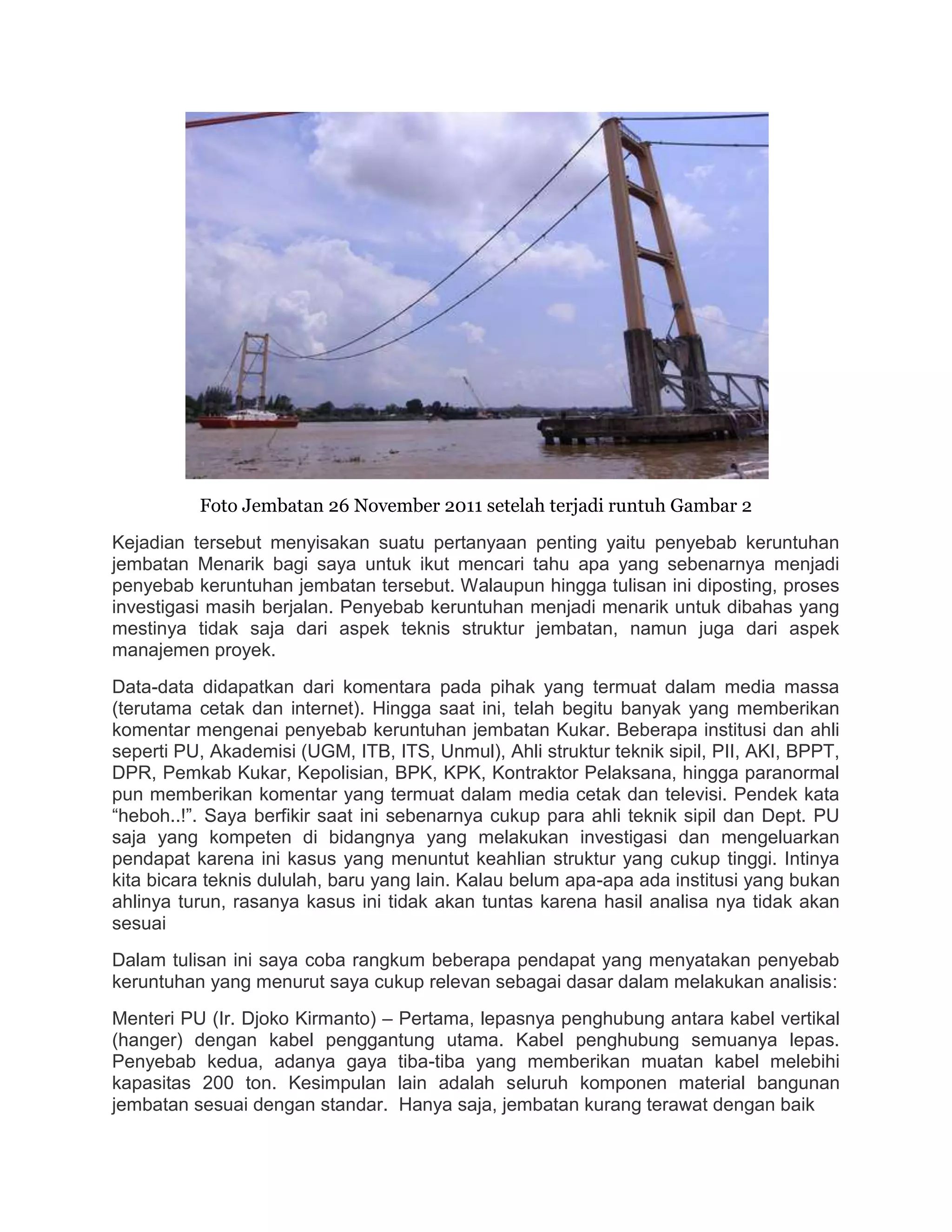 Analisis penyebab runtuhnya jembatan ku kar | DOCX