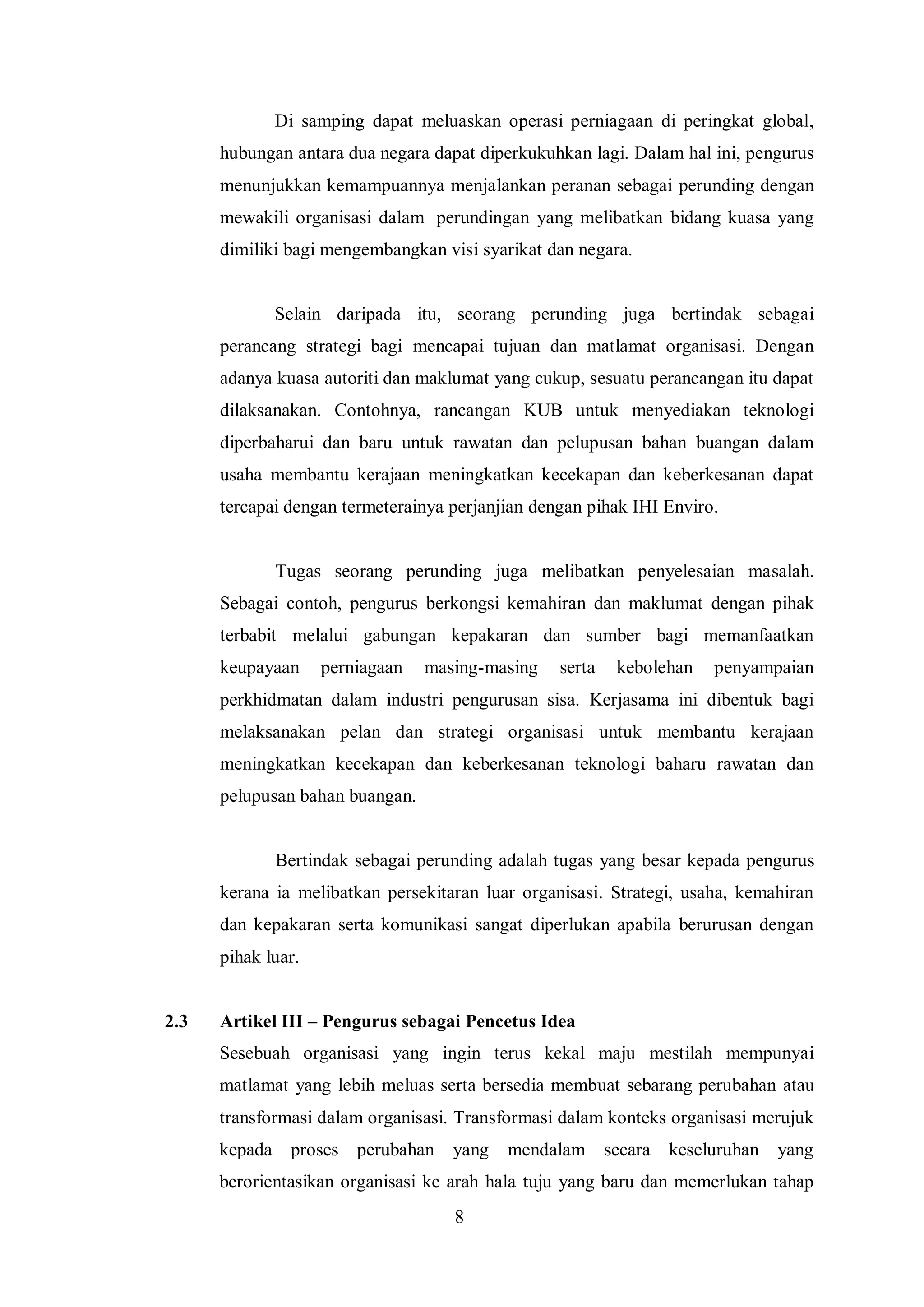 Analisis Peranan Pengurus dalam Organisasi | PDF