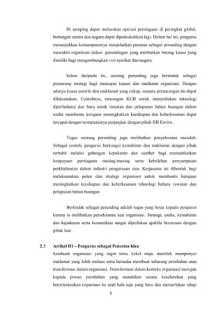 Analisis Peranan Pengurus dalam Organisasi | PDF