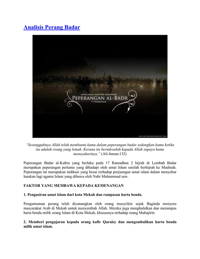 Analisis perang badar | PDF