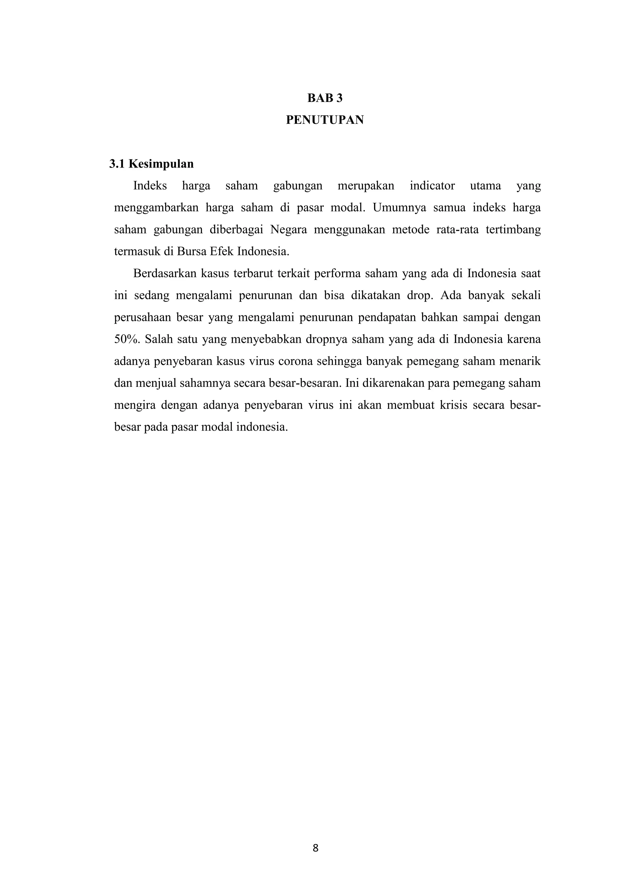 Analisis performa indeks di indonesia | PDF