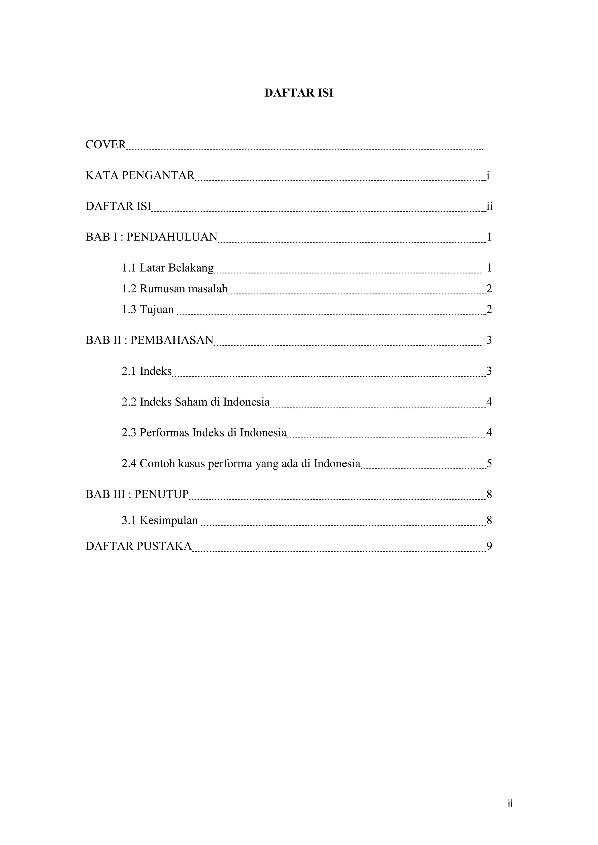 Analisis performa indeks di indonesia | PDF