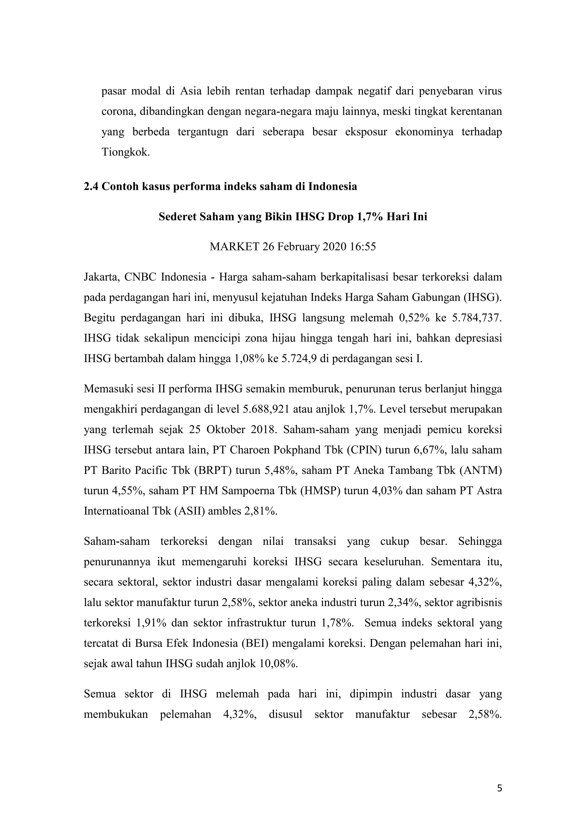Analisis performa indeks di indonesia | PDF