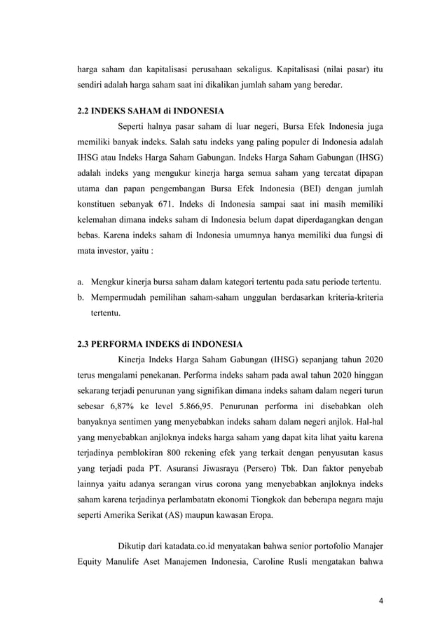 Analisis performa indeks di indonesia | PDF