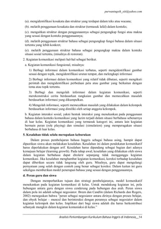 Analisis perkembangan kurikulum bahasa inggris di indonesia | PDF