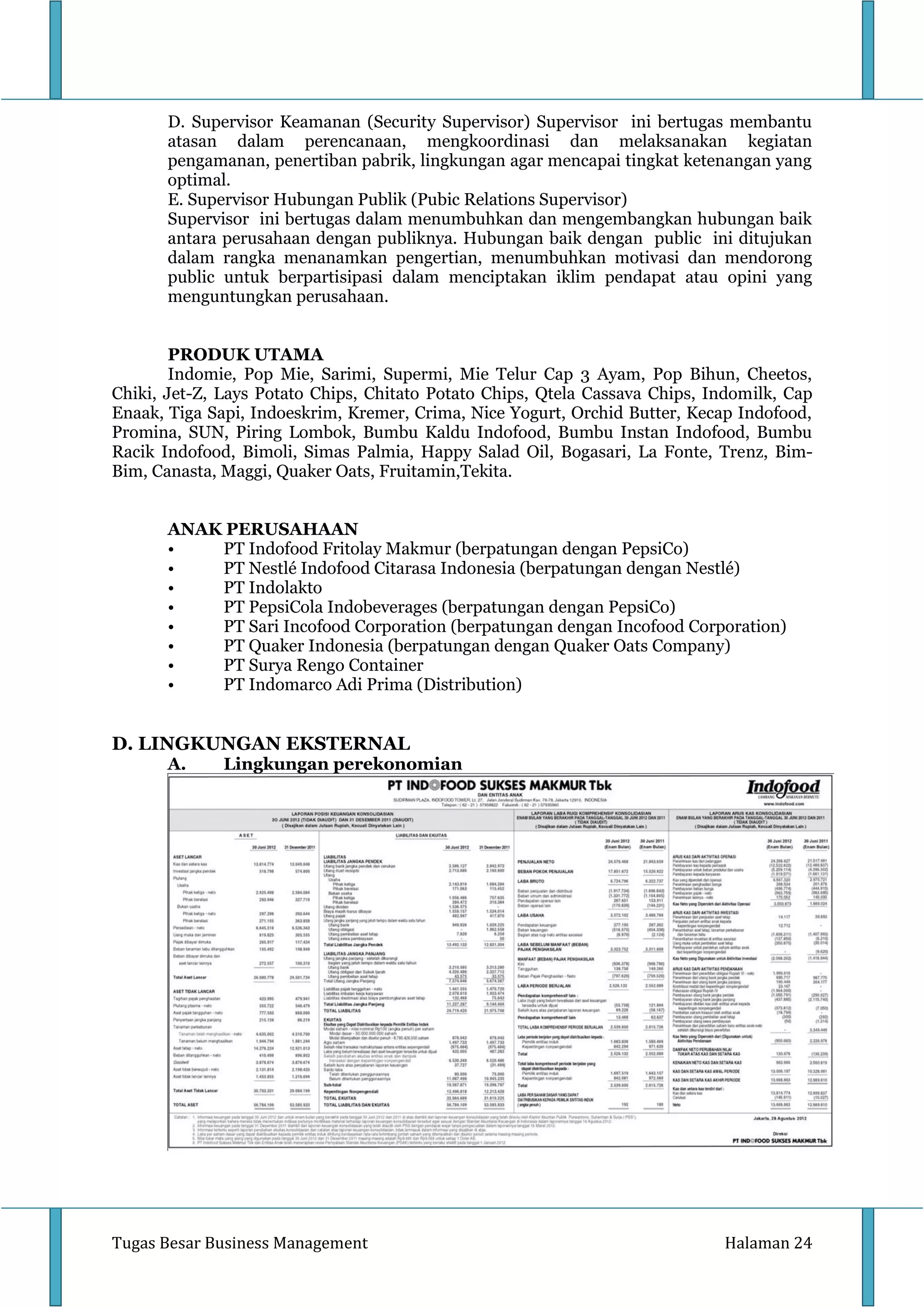Analisis Perusahaan Carrefour dan Indofood | PDF