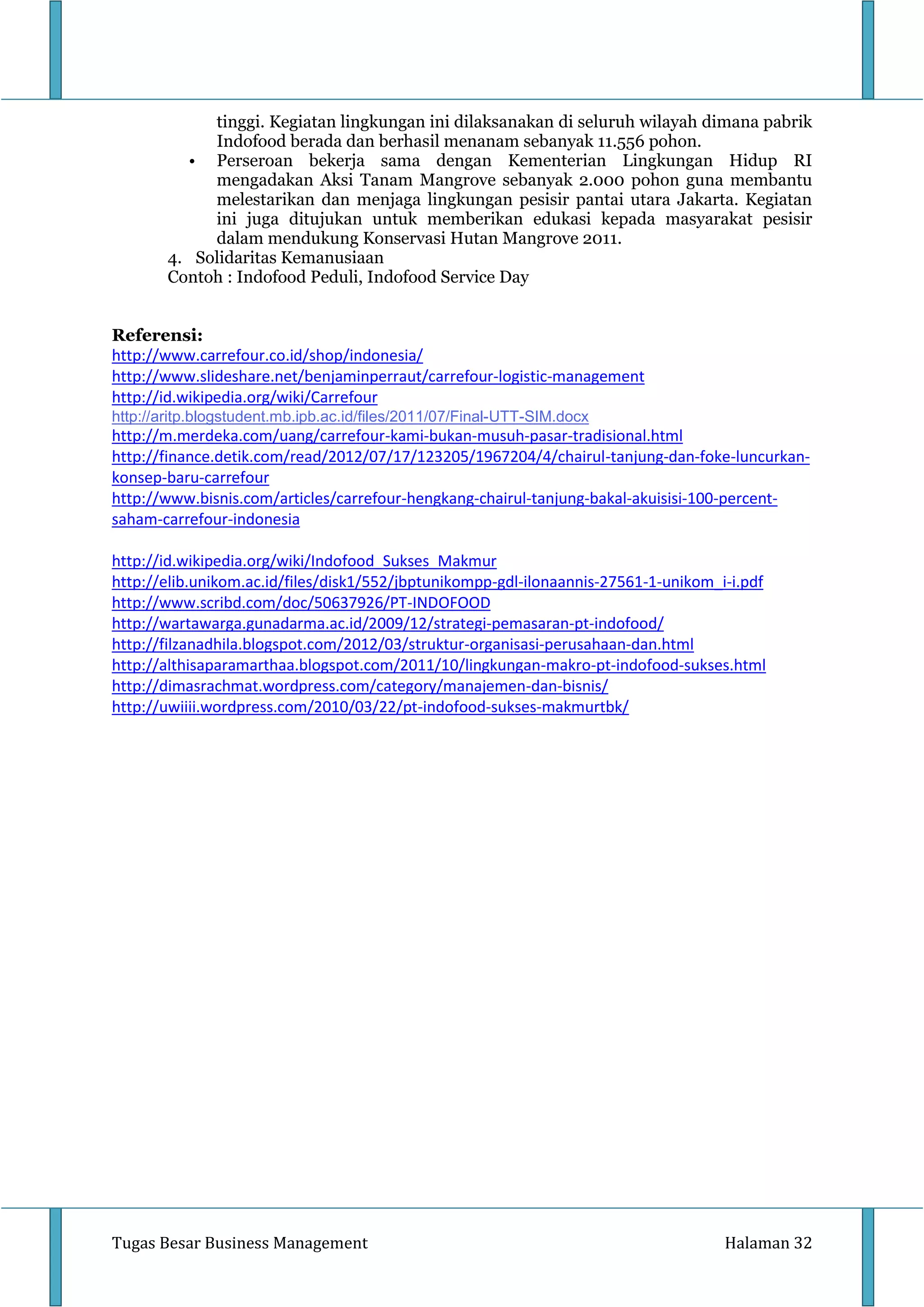 Analisis Perusahaan Carrefour dan Indofood | PDF