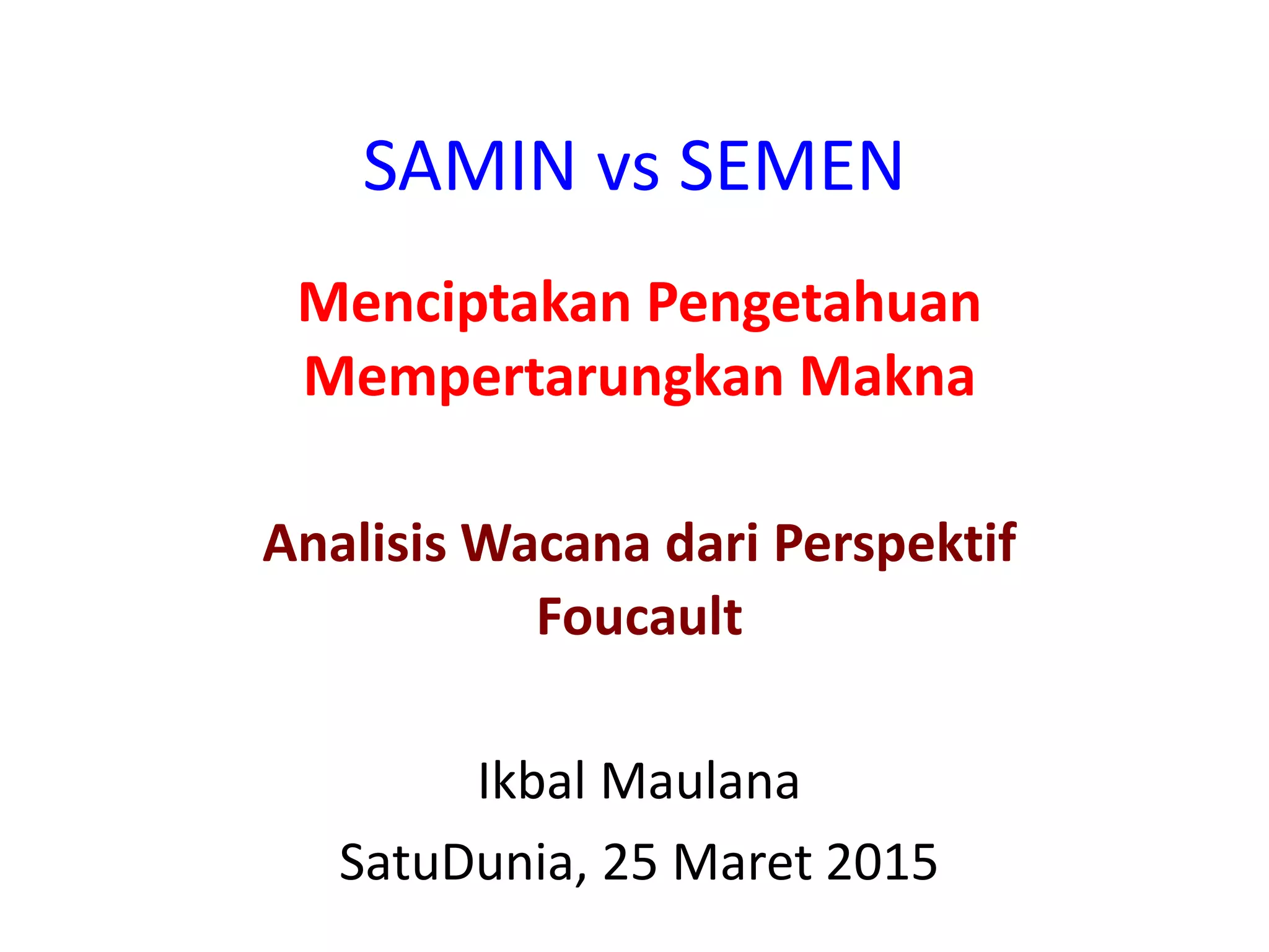 Analisis politik pengetahuan dalam samin semen (2) | PDF