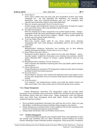 Analisis Problem Management Pada IT Helpdesk Dengan Implementasi ITSM Dan SLA (Studi Kasus ...