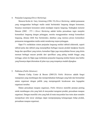 Analisis promotion mix dalam iklan oppo f1s | PDF