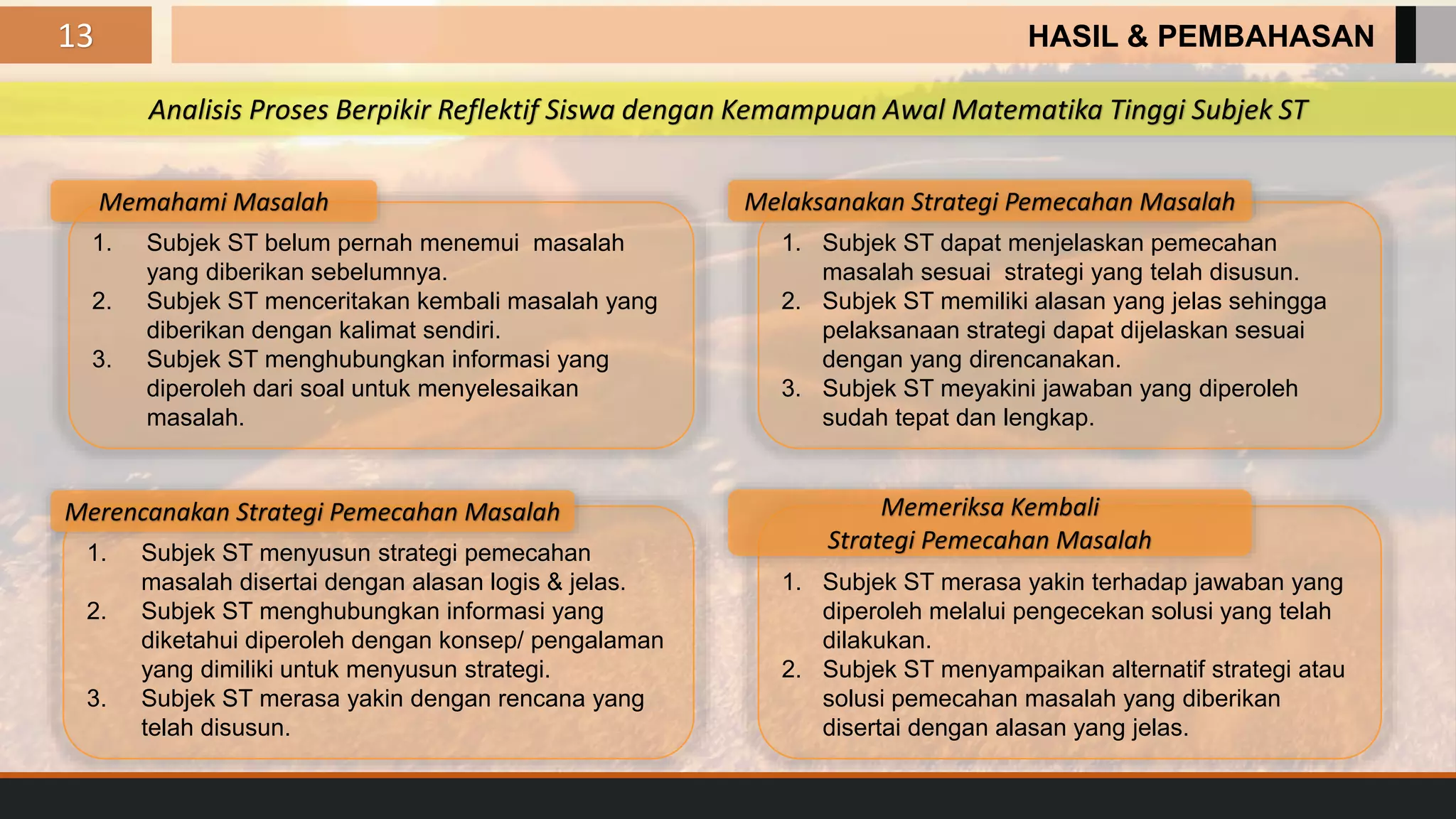 Analisis proses berpikir reflektif siswa | PPTX