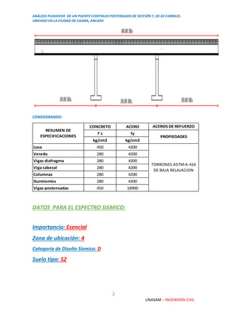 Analisis pushover puente postensado 3 tramos | PDF