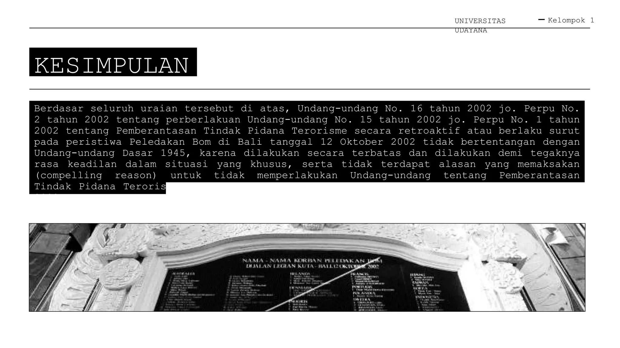 Analisis Putusan Mahkamah Konstitusi Saat Terjadinya Bom Bali .pptx