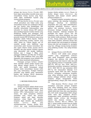 ANALISIS QUALITY Of SERVICE (QoS) JARINGAN INTERNET BERBASIS WIRELESS ...