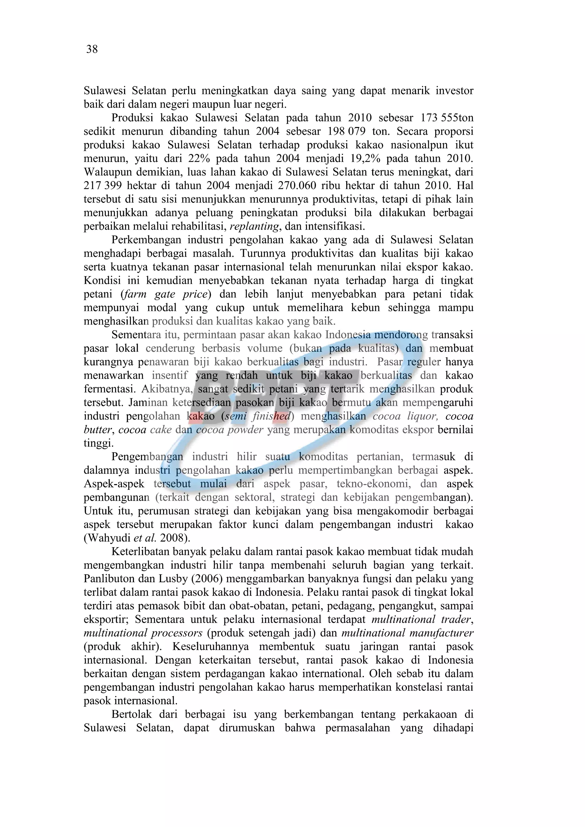 Analisis rantai pasok kakao untuk pengembangan industri pengolahan ...