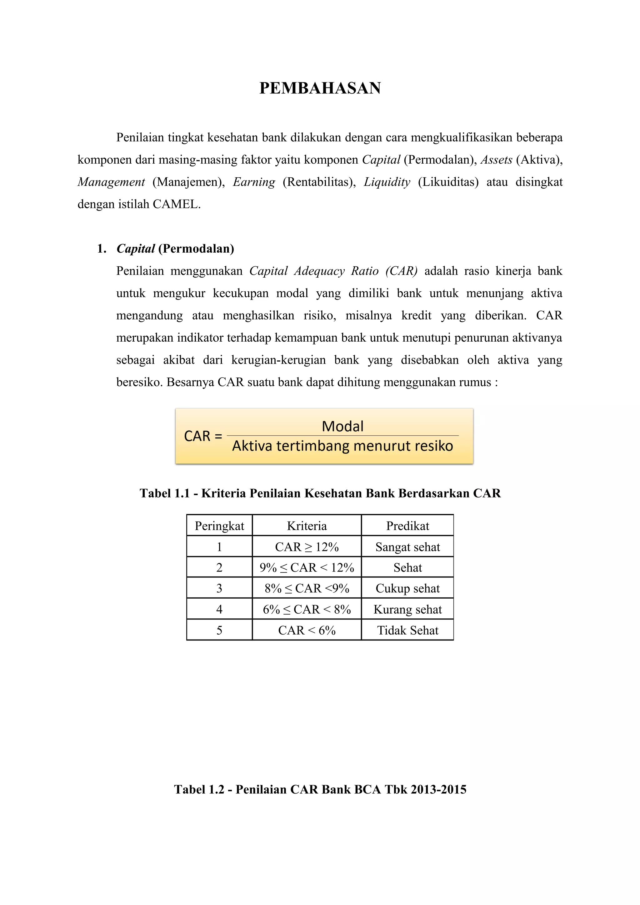 Seminar Manajemen Keuangan - Analisis rasio CAMEL | DOC