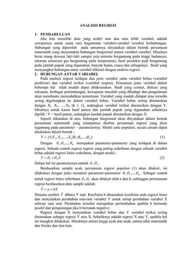 Analisis regresi(materi klh) | PDF