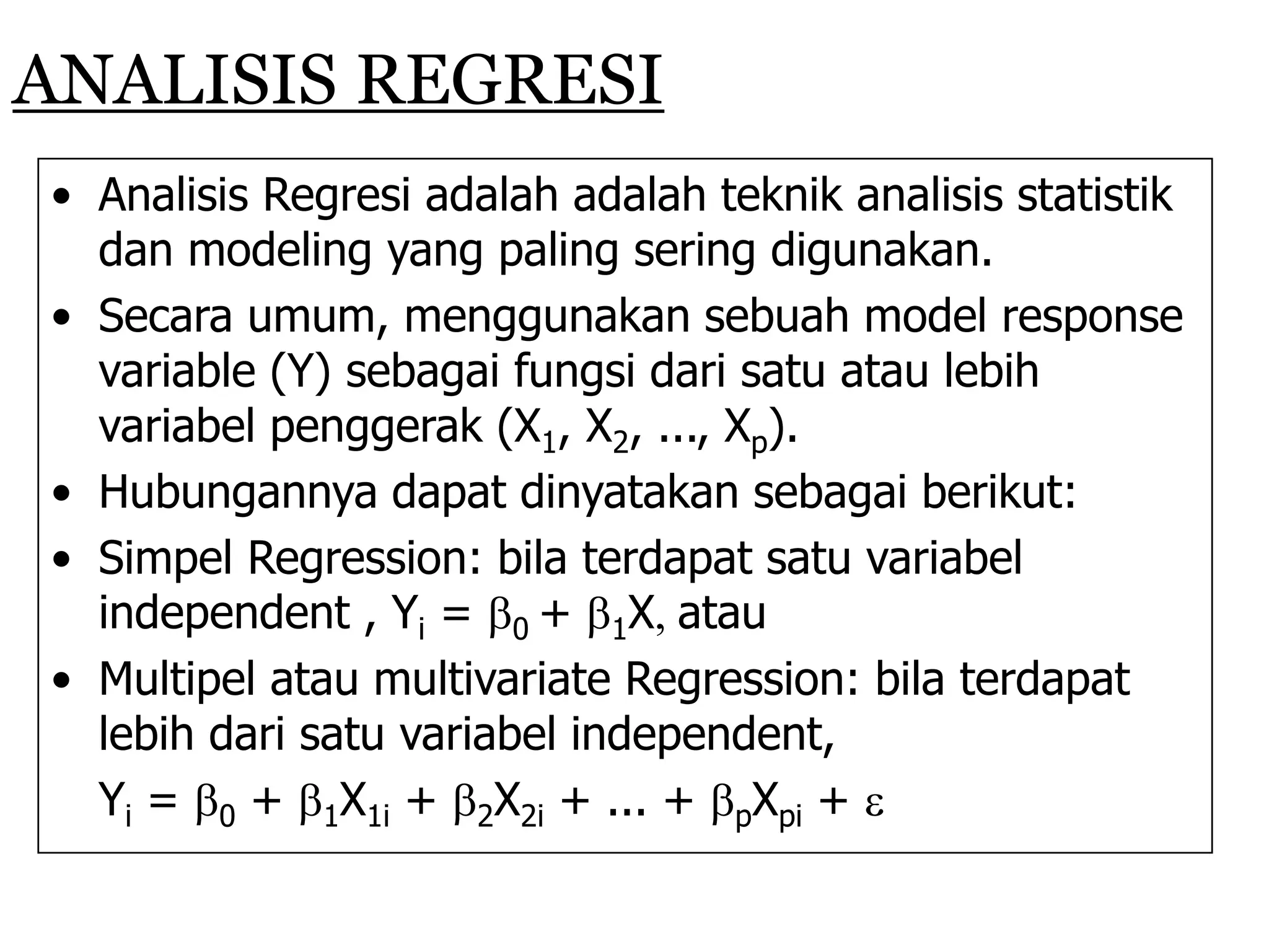 analisis regresi sederhana dan analisis regresi berganda | PPT
