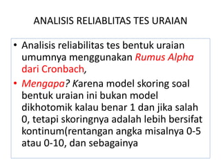 Analisis reliabilitas instrumen | PPTX