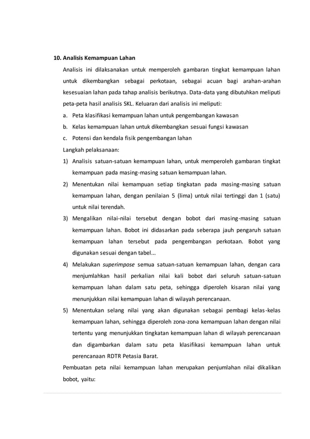 Analisis satuan kemampuan lahan | DOCX