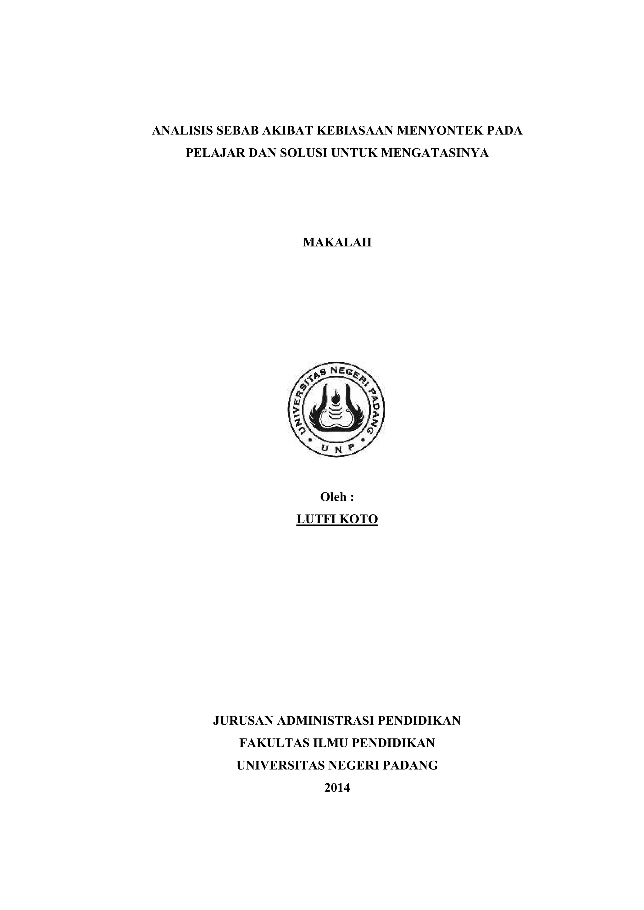 BUDAYA MENYONTEK PADA PELAJAR DAN SOLUSI UNTUK MENGATASINYA | PDF