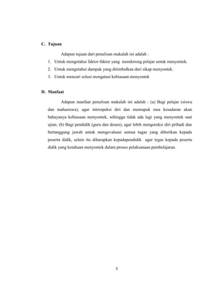 BUDAYA MENYONTEK PADA PELAJAR DAN SOLUSI UNTUK MENGATASINYA | PDF