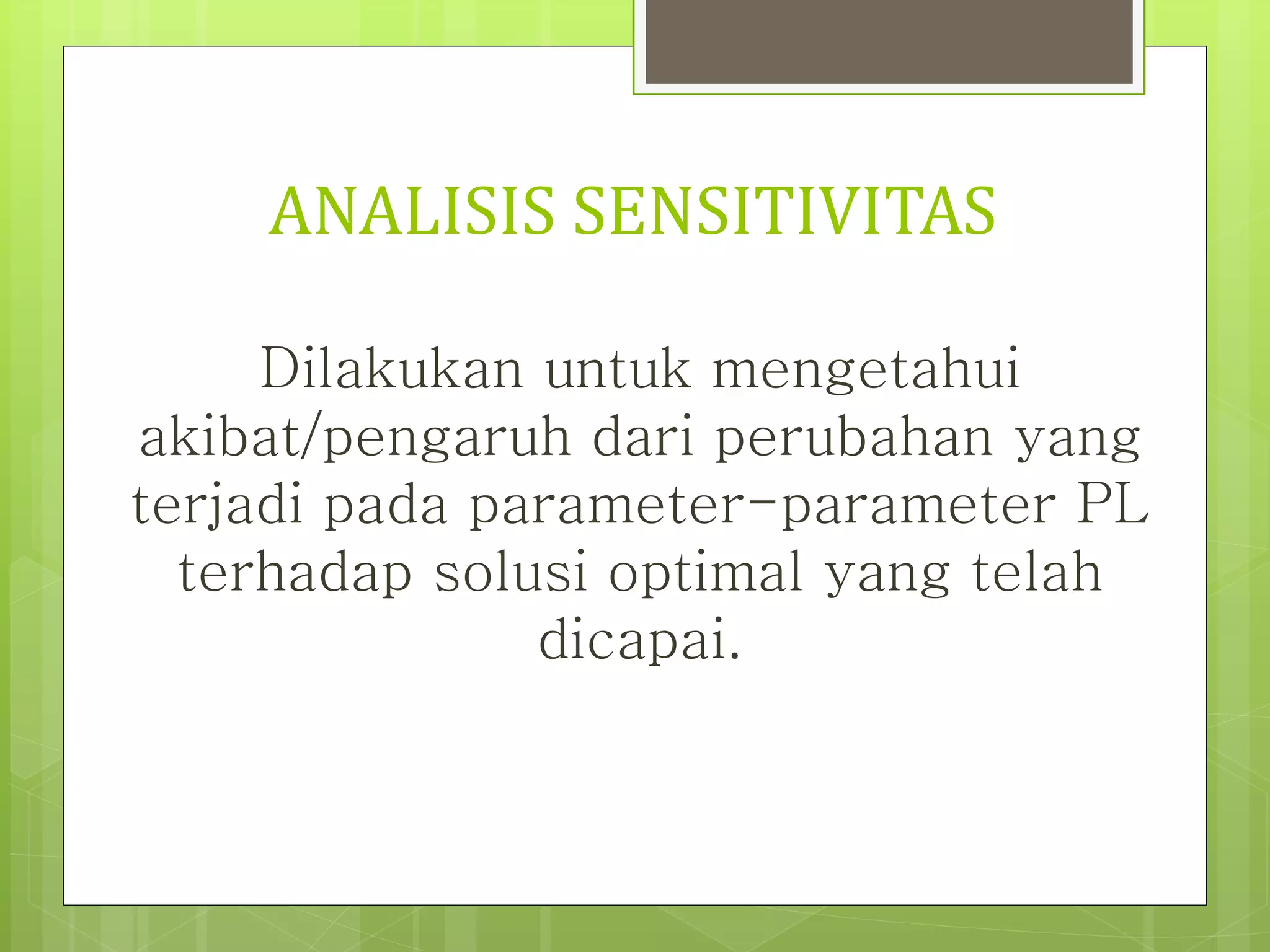 Analisis Sensitivitas | PPTX