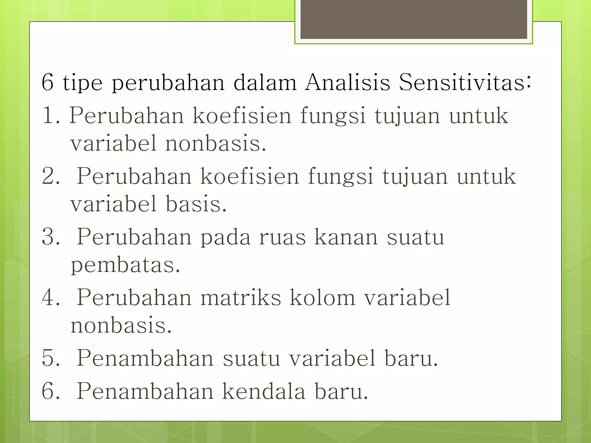 Analisis Sensitivitas | PPTX