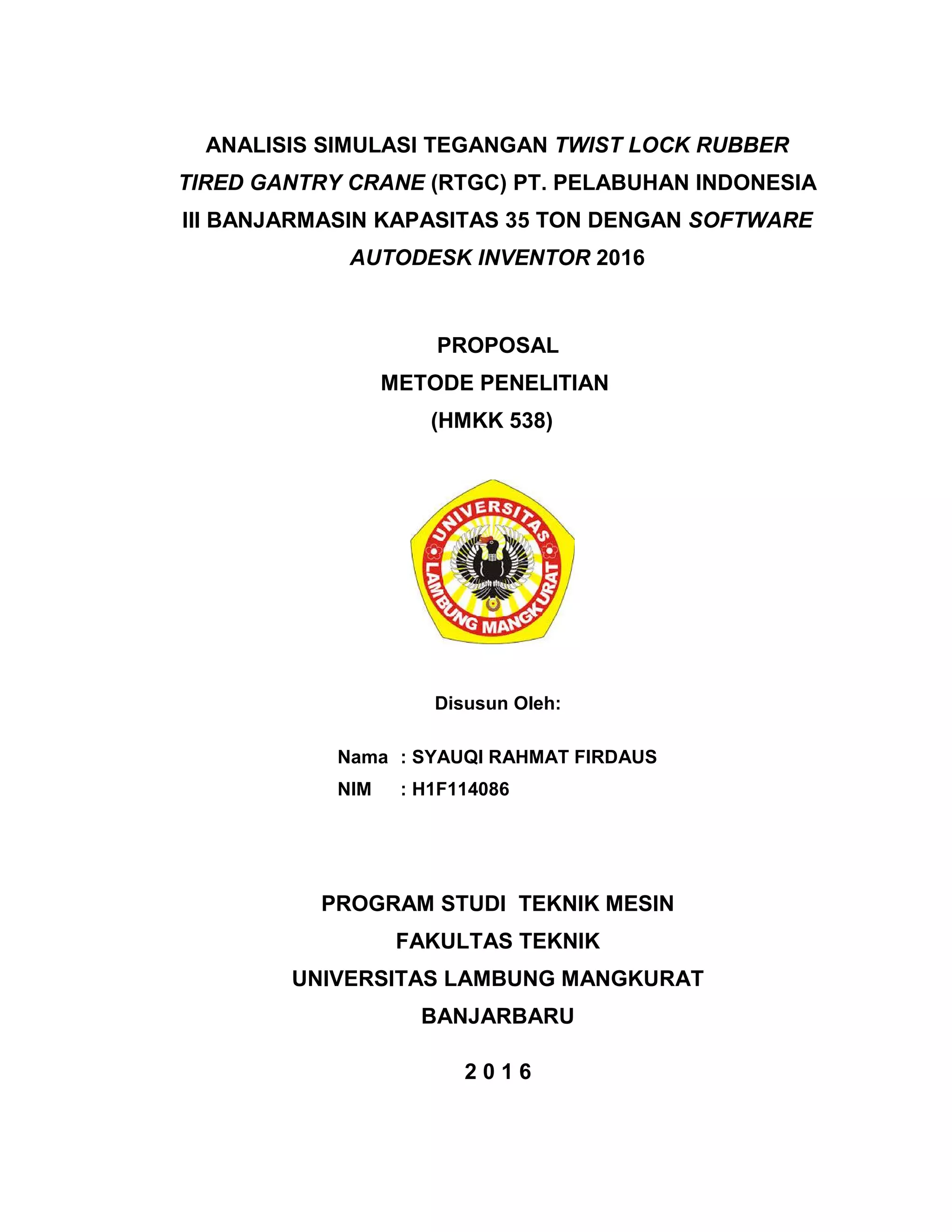 Analisis simulasi tegangan twist lock rubber tired gantry crane (rtgc ...