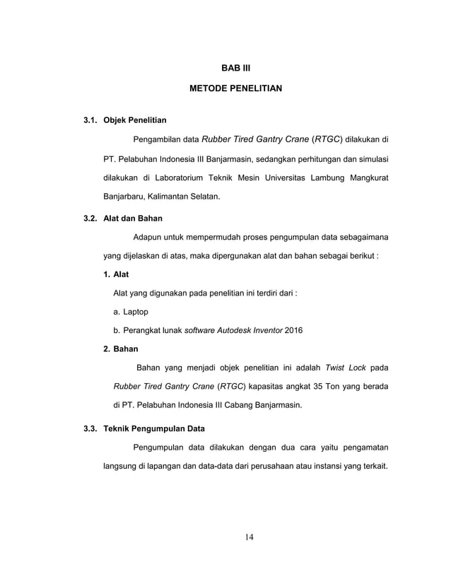 Analisis simulasi tegangan twist lock rubber tired gantry crane (rtgc ...