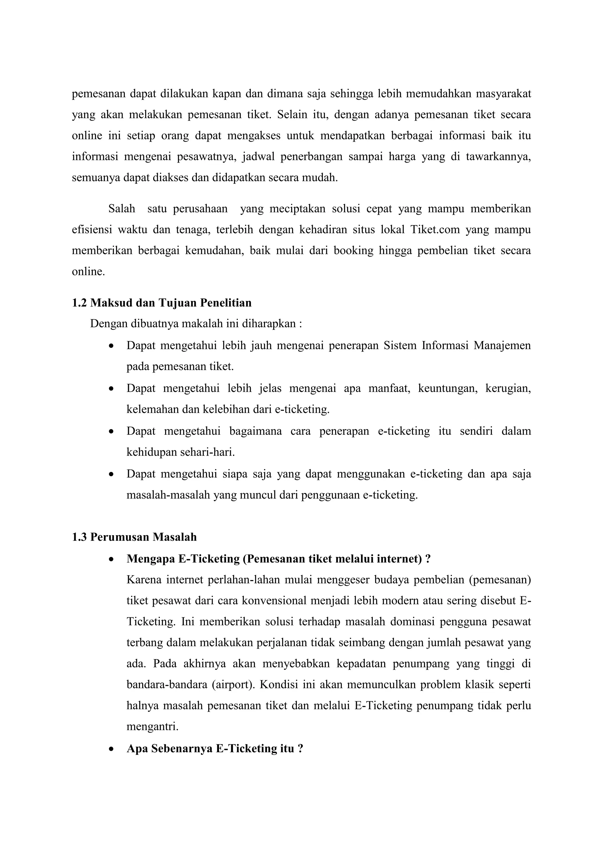 Analisis sistem informasi pemesanan tiket berbasis web | PDF