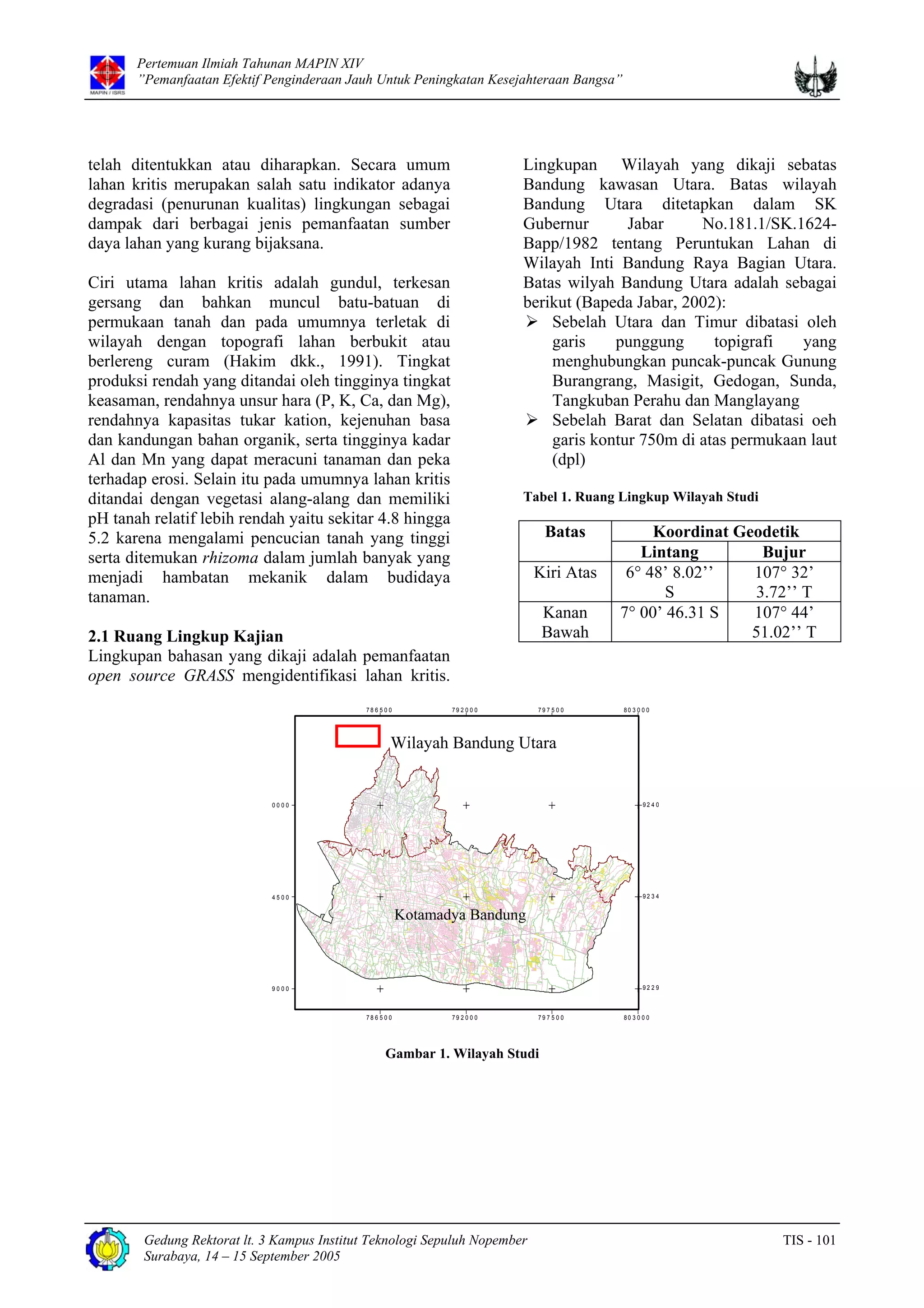 ANALISIS SPASIAL LAHAN KRITIS DI KOTA BANDUNG UTARA MENGGUNAKAN OPEN ...